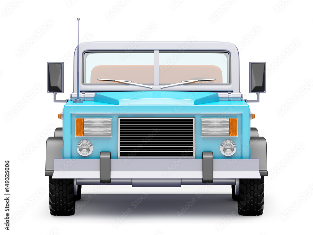 cartoon safari suv blue front Stock Illustration | Adobe Stock