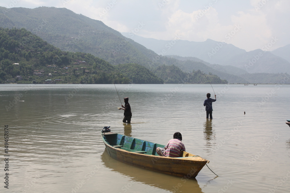 Children Lake Fishing in a Pokhara, Nepal Stock Photo | Adobe Stock