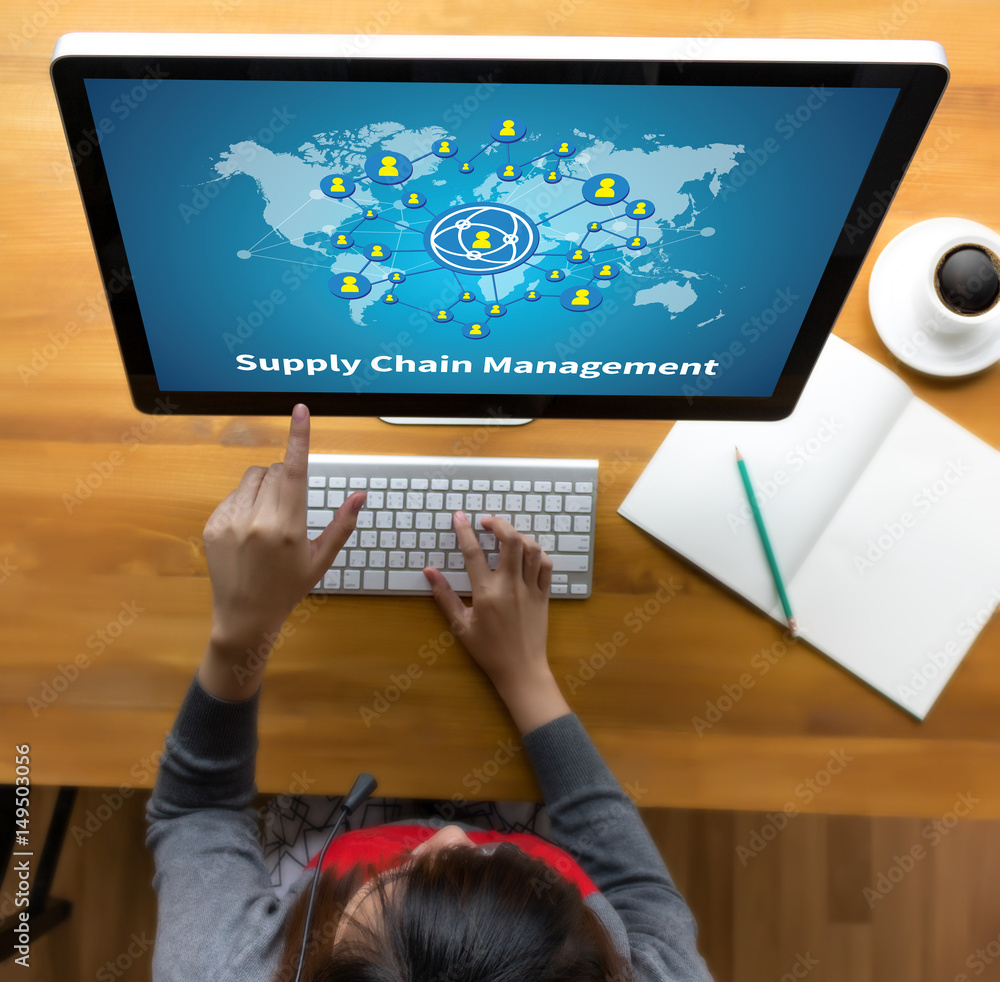 SCM Supply Chain Management concept Modern people doing business ...
