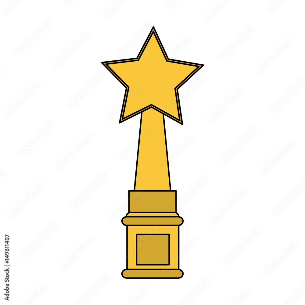 color image cartoon golden trophy with symbol star vector illustration ...