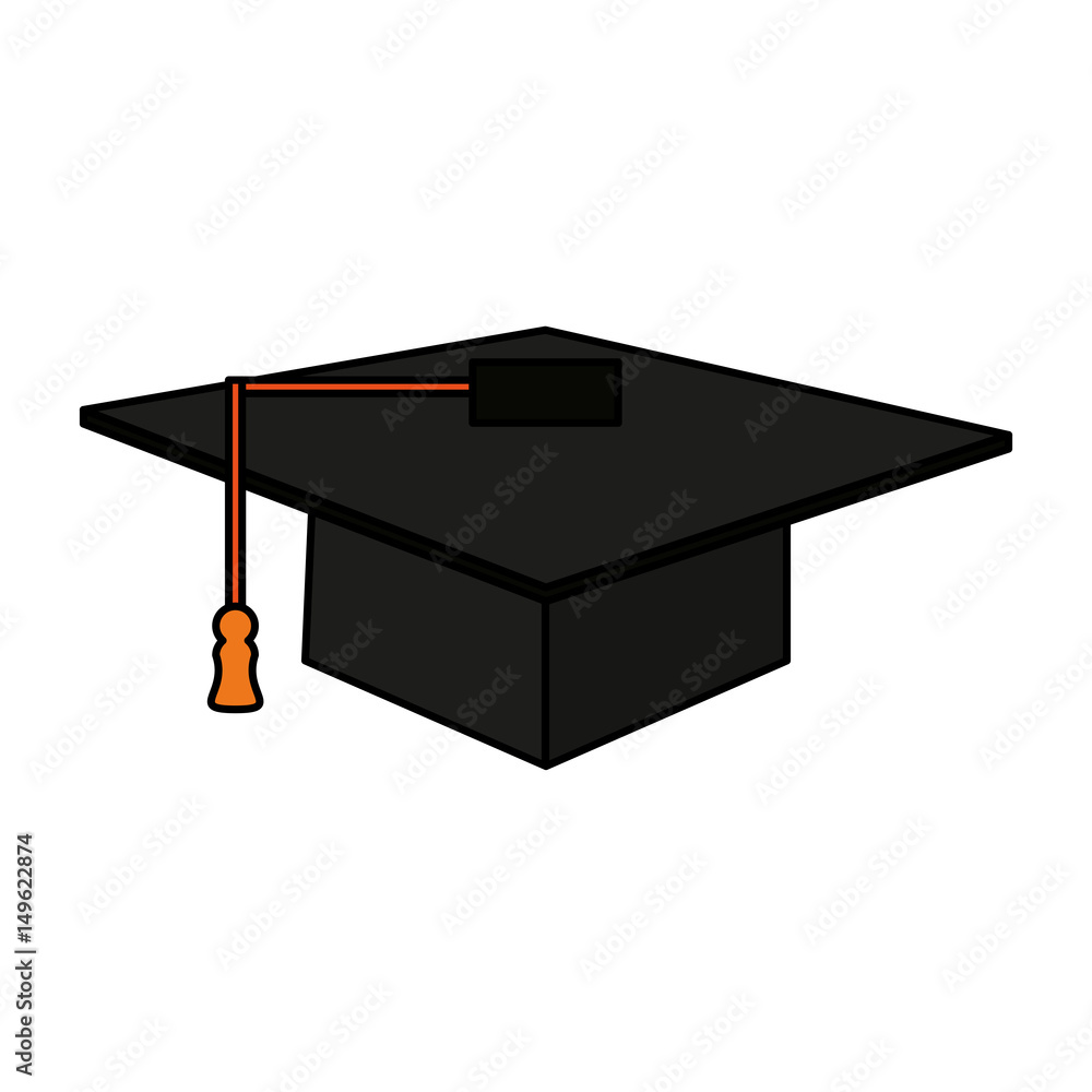 color image cartoon black graduation cap vector illustration Stock ...