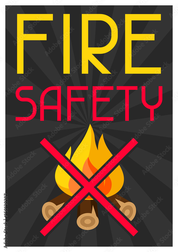 Fire safety. Firefighting poster do not light bonfire Stock Vector ...