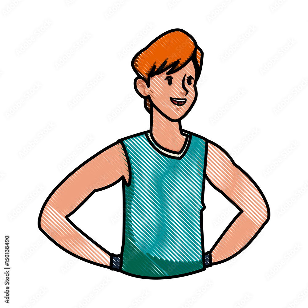 drawing sport man fitness active draw vector illustration Stock Vector ...