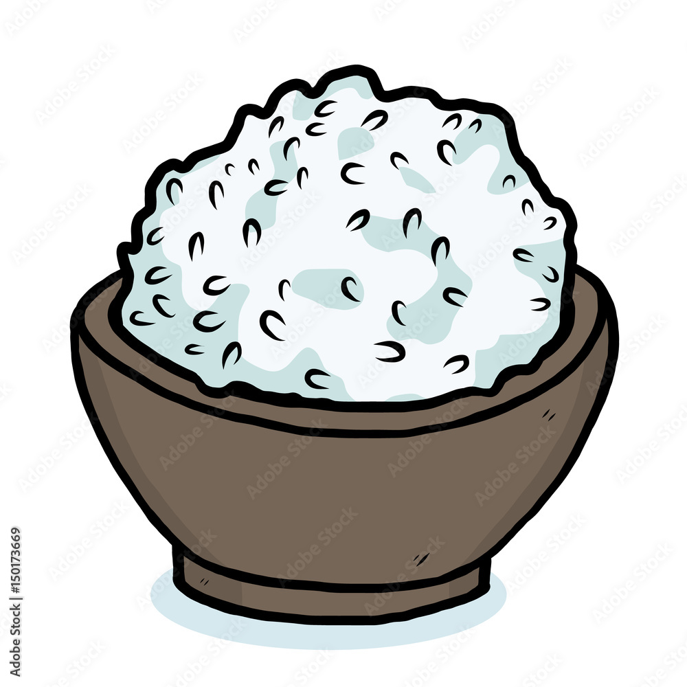 bowl and rice / cartoon vector and illustration, hand drawn style ...
