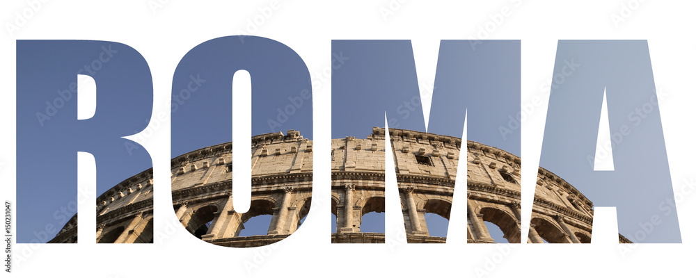 Rome text background with Colosseum Stock Photo | Adobe Stock