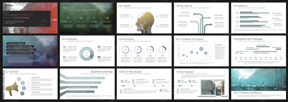 Blue-gray Elements for infographics on a white background. Presentation ...