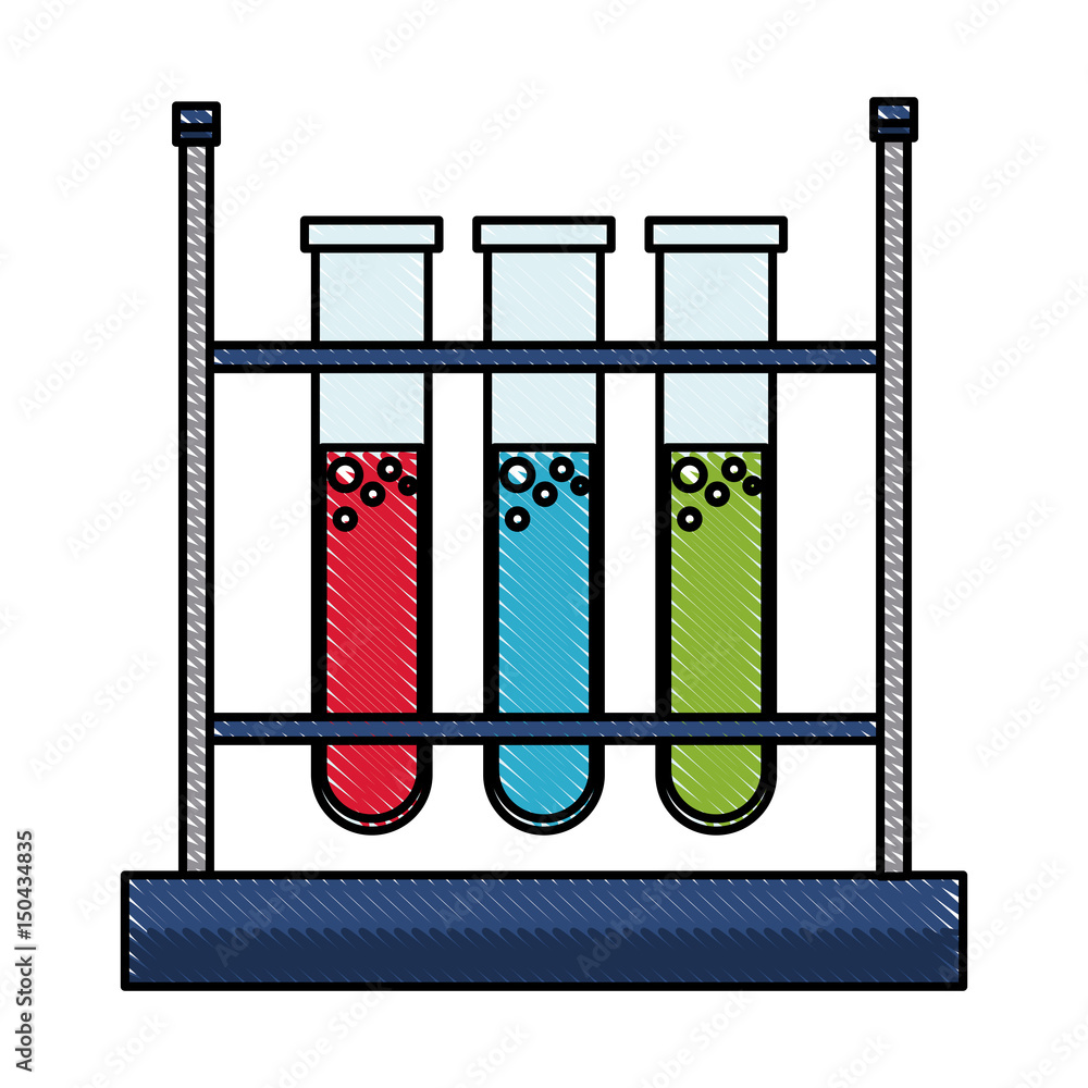 drawing test tube rack laboratory chemistry equipment vector ...