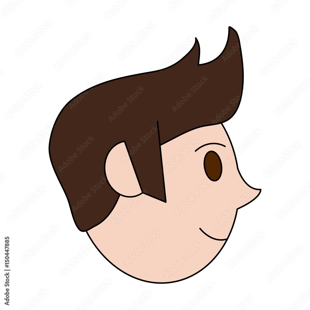colorful image cartoon profile face guy with hairstyle vector ...