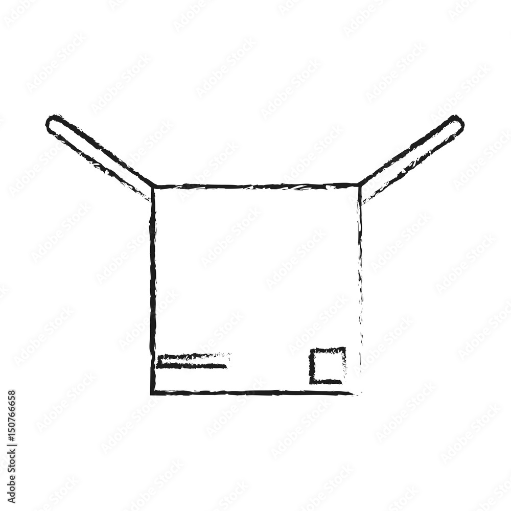 blurred silhouette cartoon box of cardboard opened vector illustration ...