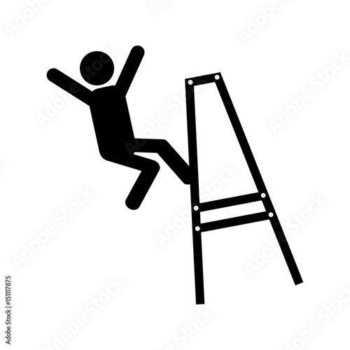 pictogram Man falling from a ladder icon over white background. vector ...