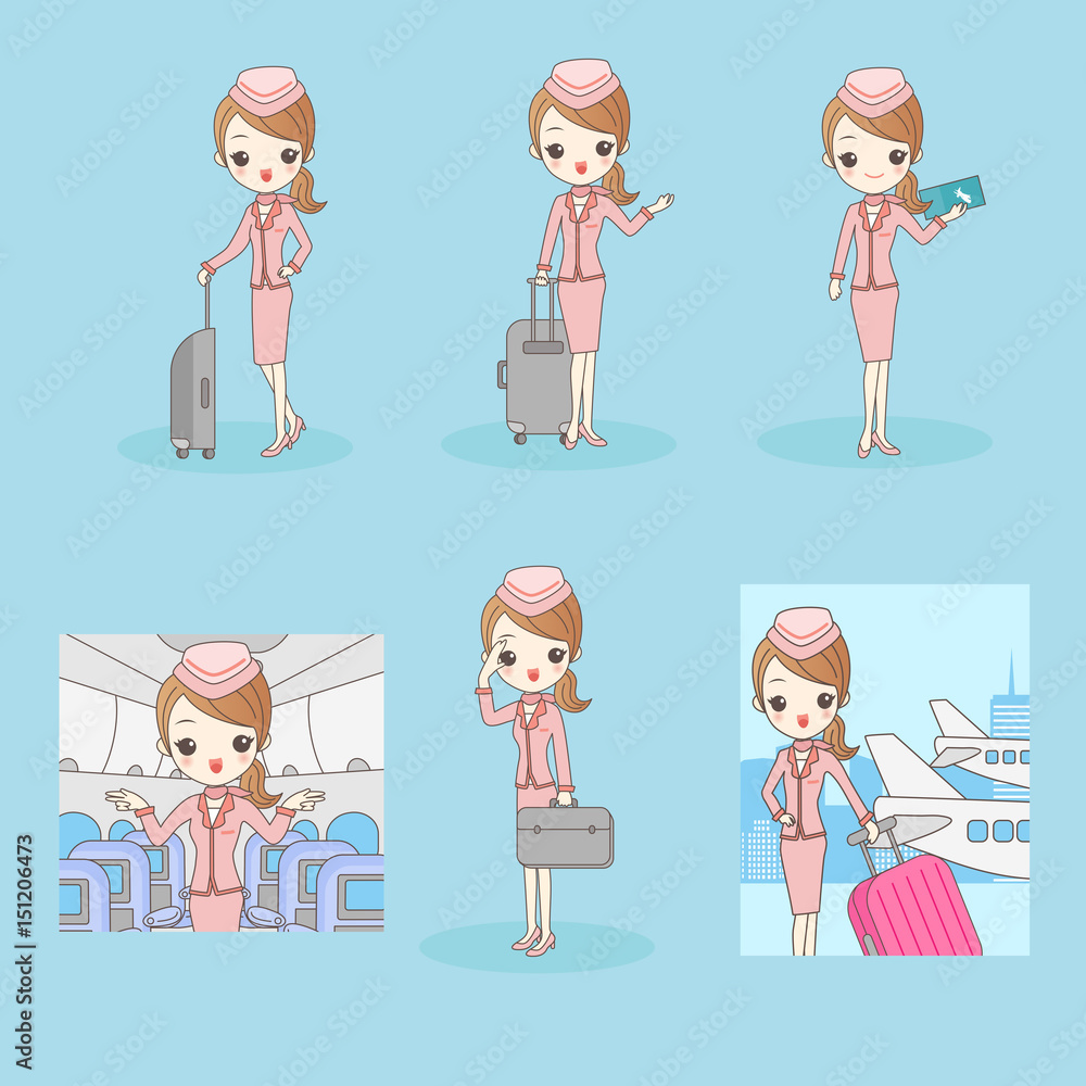 cartoon flight attendant Stock Vector | Adobe Stock