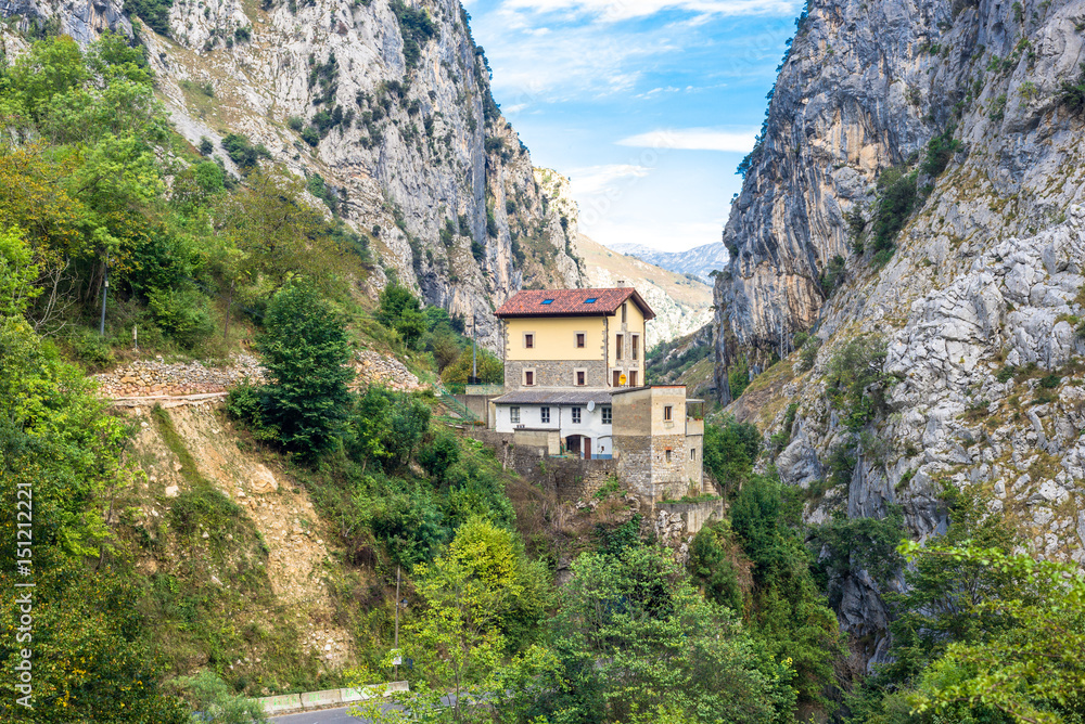 The gorge of the Rio Cares in the Los Picos de Europa National Park ...