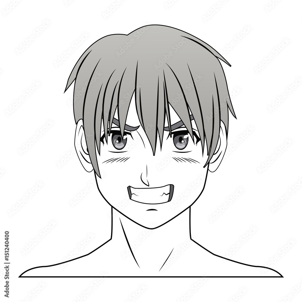 young guy. anime boy character manga vector illustration Stock Vector ...