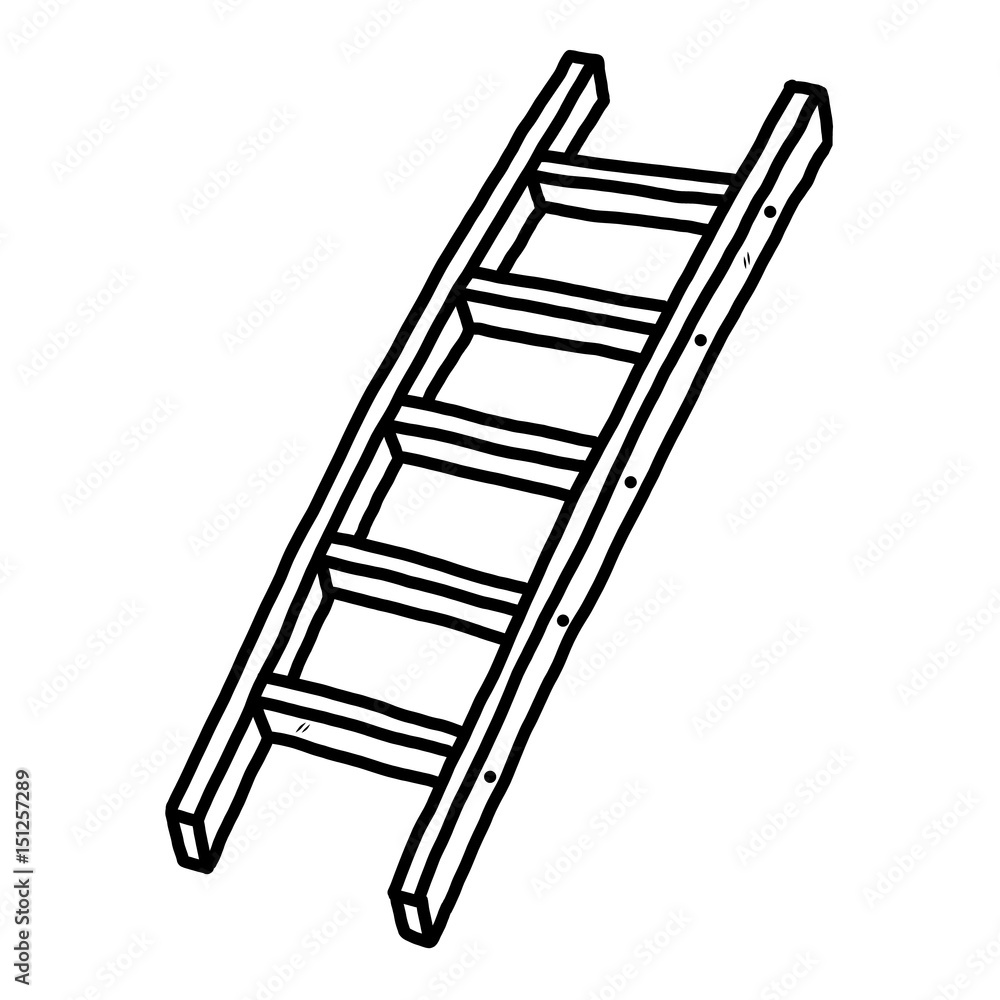 ladder / cartoon vector and illustration, black and white, hand drawn ...