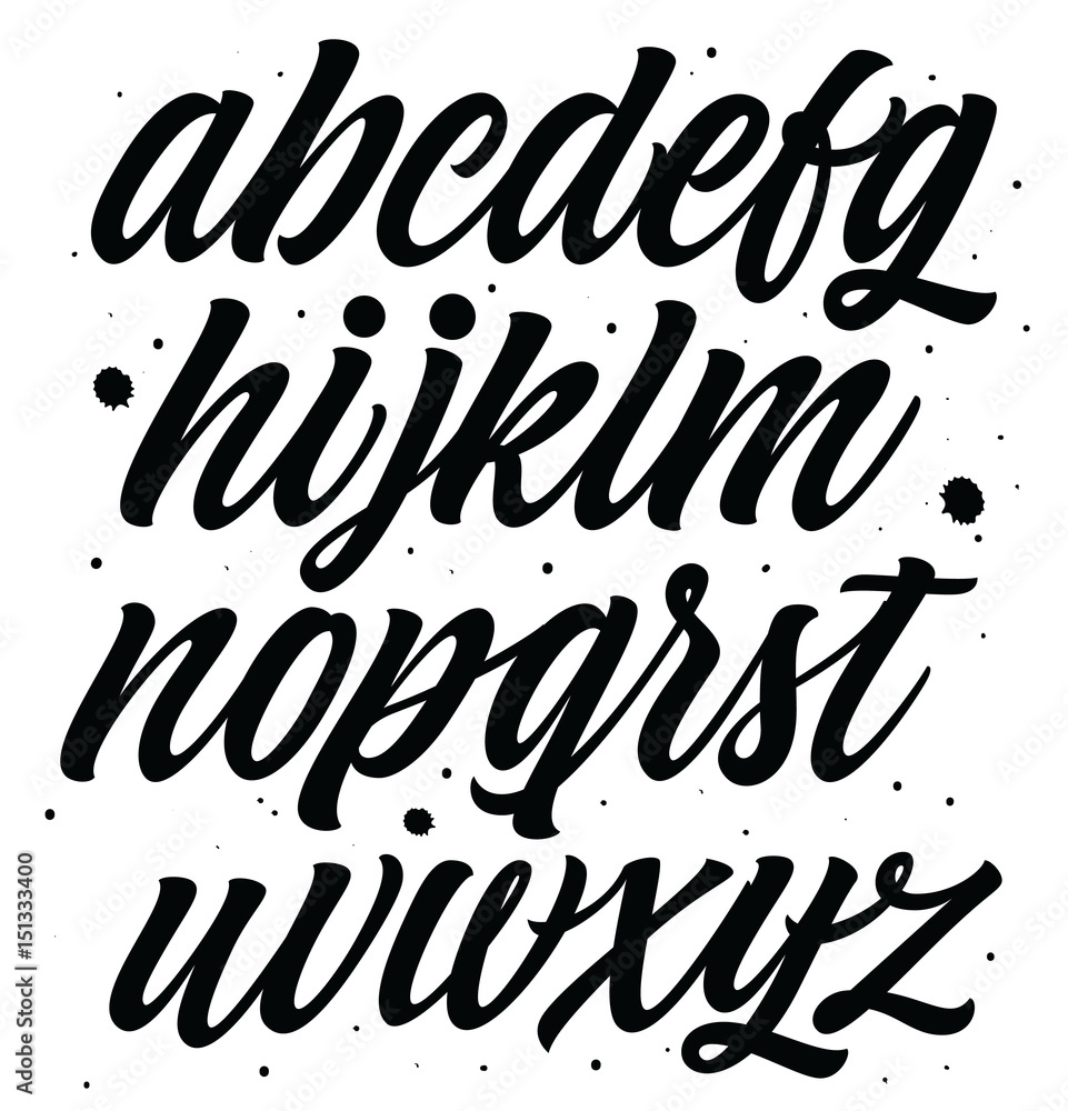 Vector hand drawn typeface. Brush painted letters. Handwritten script ...