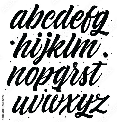 Vector hand drawn typeface. Brush painted letters. Handwritten script ...