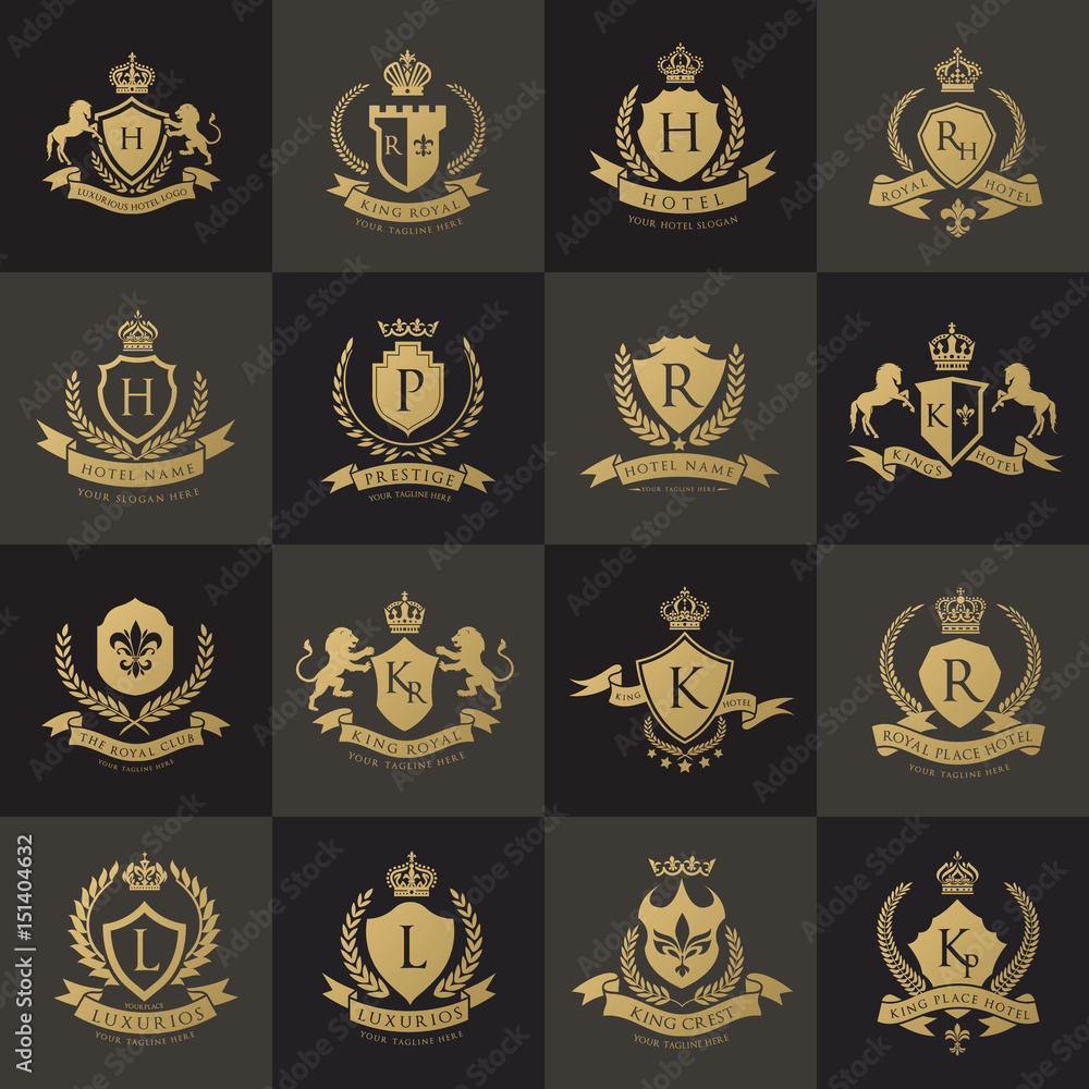 Luxury logo set, Hotel logo collection, king royal brand identity ...