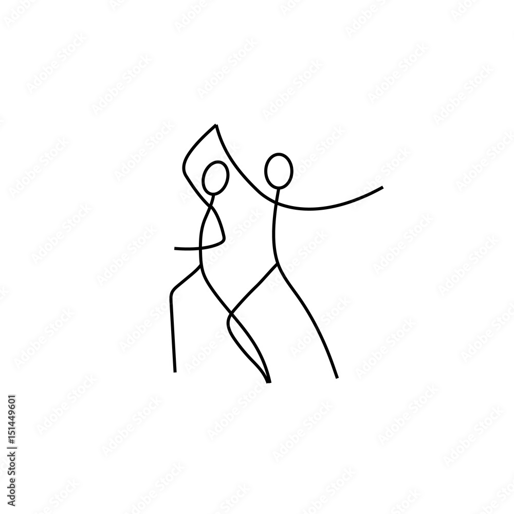 Cartoon icon of sketch little dancing people in cute miniature scenes ...