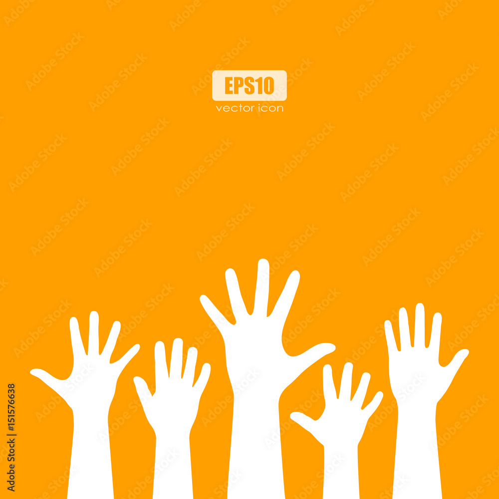 Raised human hands poster Stock Vector | Adobe Stock