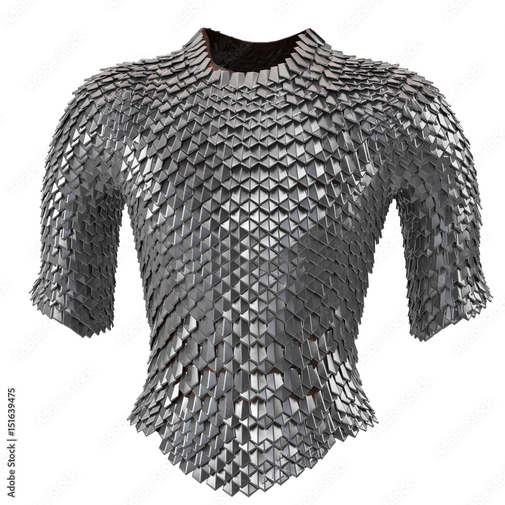 Iron chain armor on isolated white background, 3d illustration Stock ...