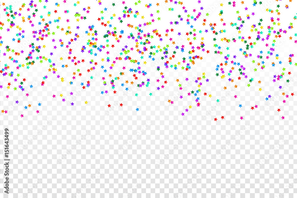 Vector realistic colorful star confetti on the transparent background ...