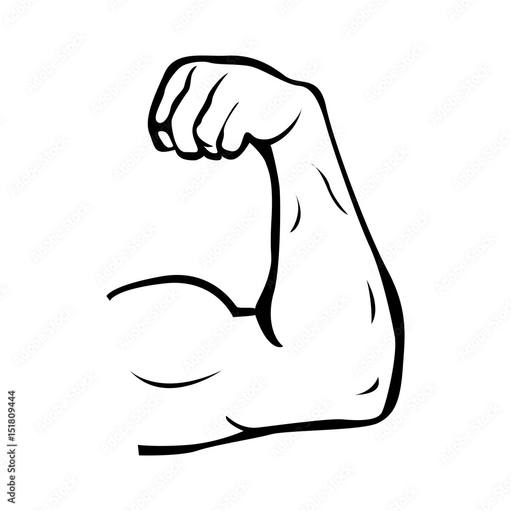 Strong power, muscle arms vector icon. Muscular hand symbol for fitness ...