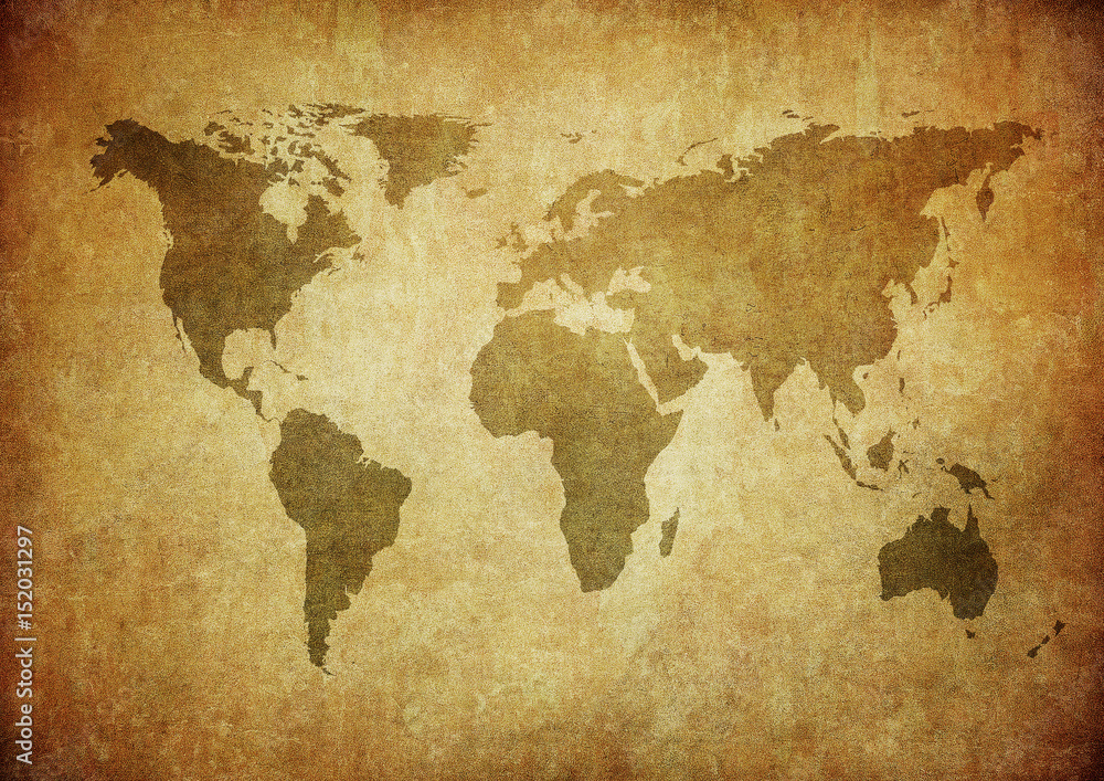 grunge map of the world Stock Photo | Adobe Stock