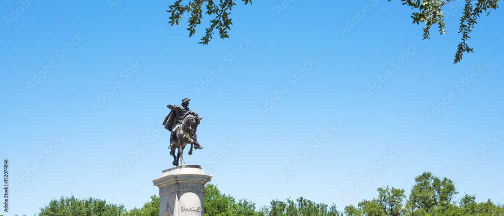 The statue of Sam Houston in Hermann Park, downtown of Houston, Texas ...