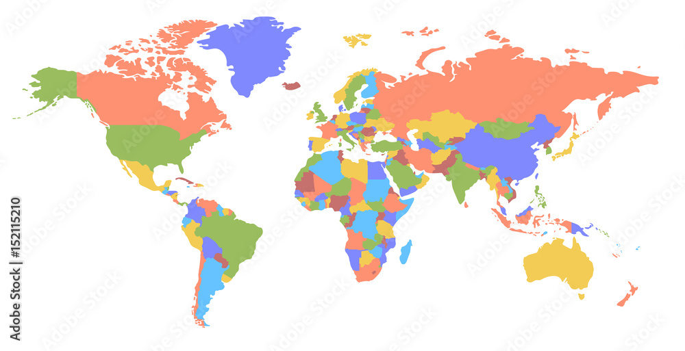 Color world map. Political map. Every country is isolated. Stock Vector ...
