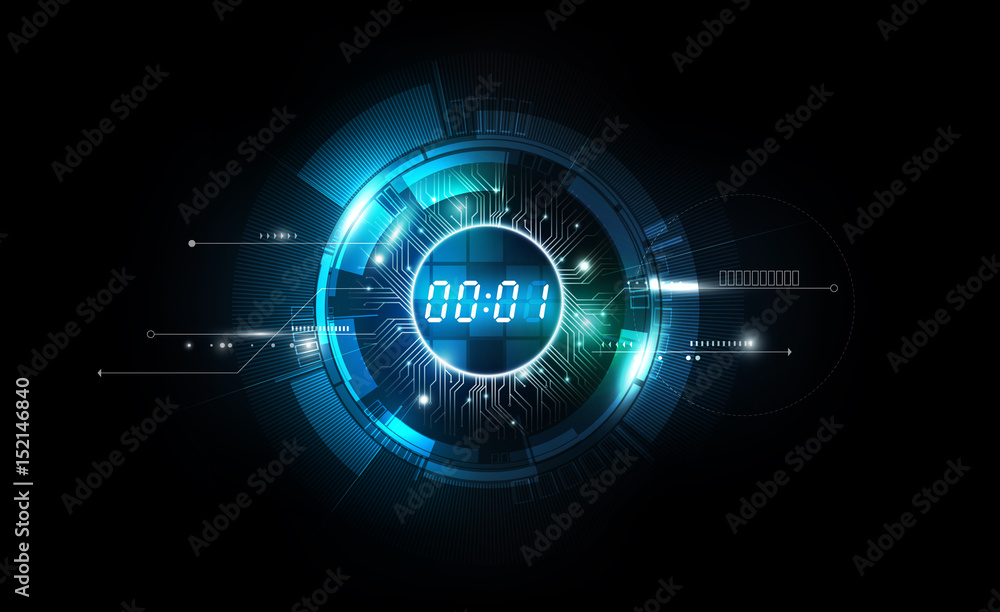 Abstract Futuristic Technology Background with Digital number timer ...