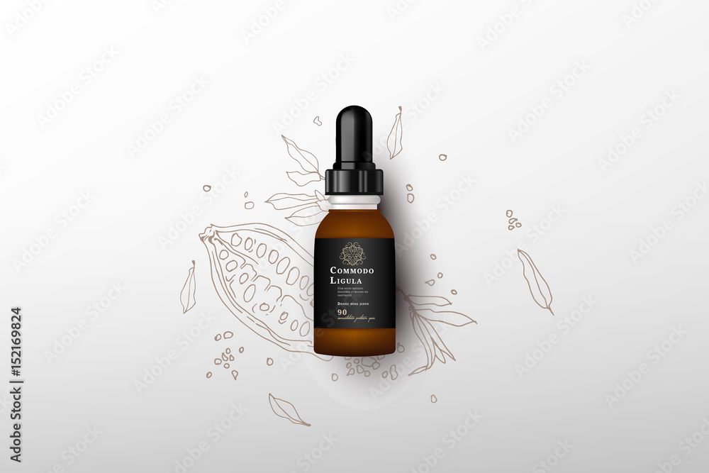 Realistic essential oil brown bottle. Stock Vector | Adobe Stock