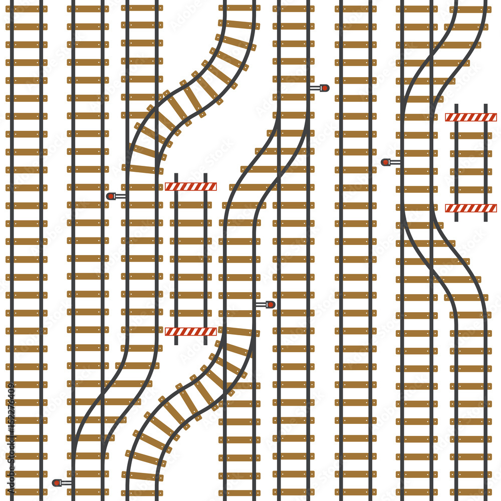 Seamless vector railroad pattern. Top view path background. Urban map ...