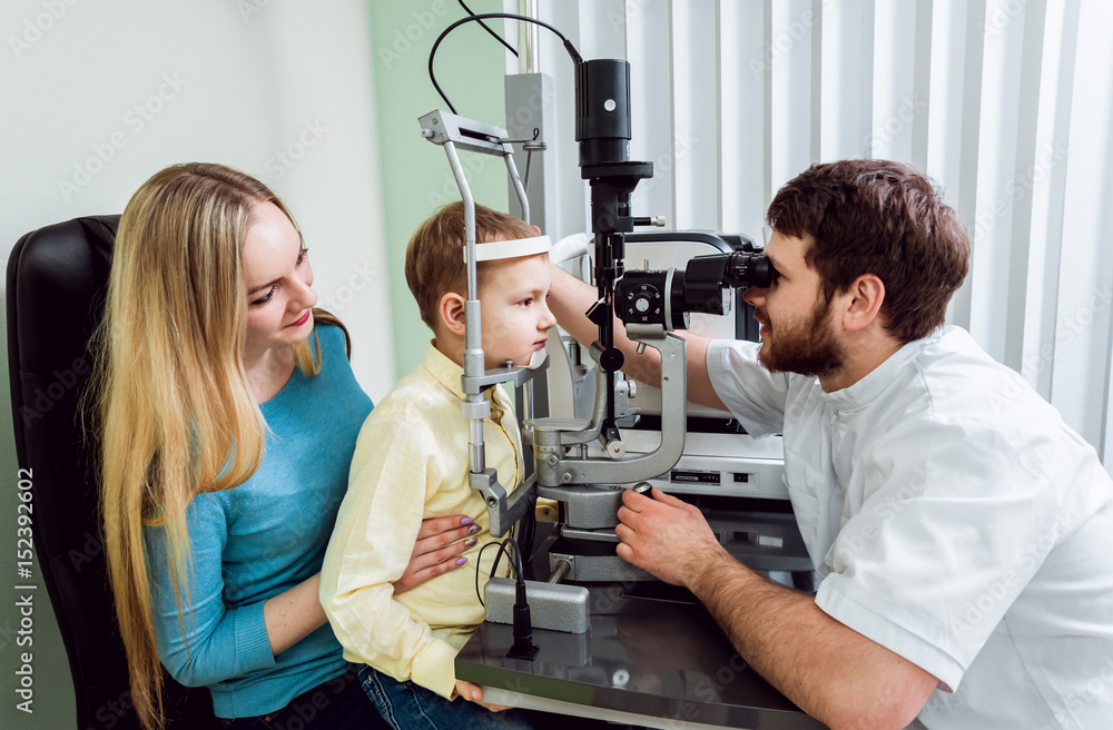 Slit lamp examination. Biomicroscopy of the anterior eye segment. Stock ...