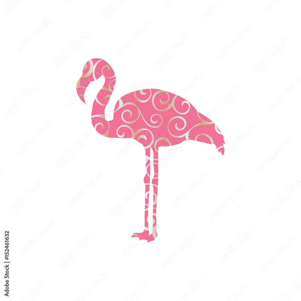 Flamingo bird color silhouette animal Stock Vector | Adobe Stock