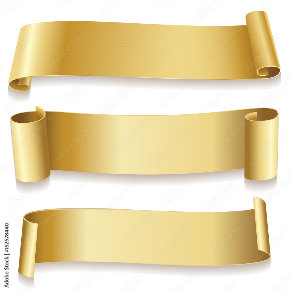 Ribbons golden isolated on white background. Holidays icon. Stock ...