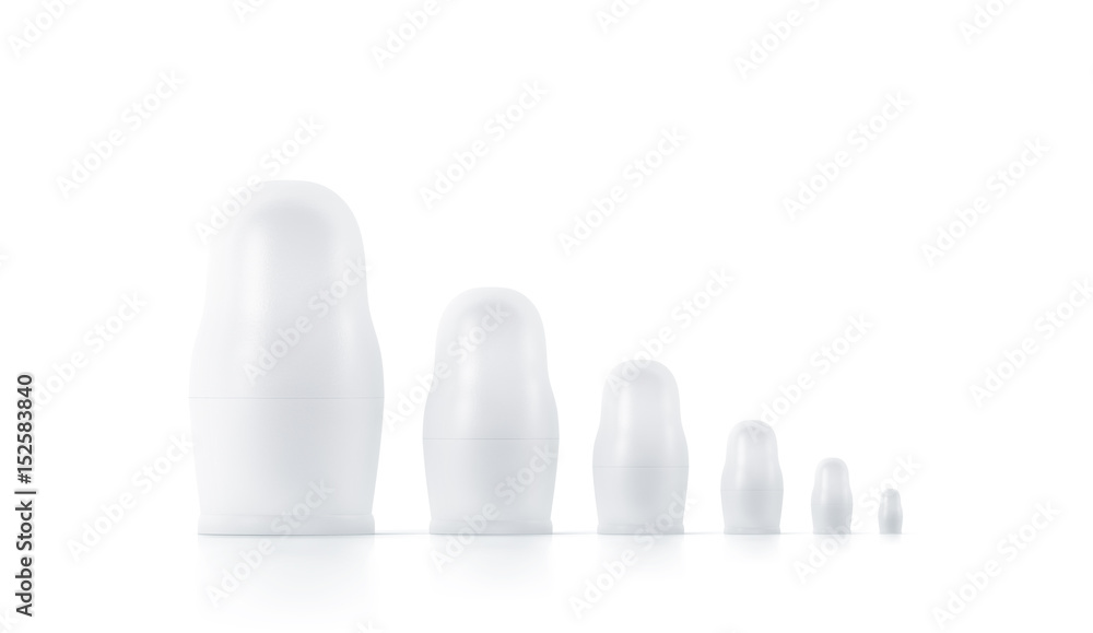 Blank white nesting dolls mockups, russian matryoshka, 3d rendering ...