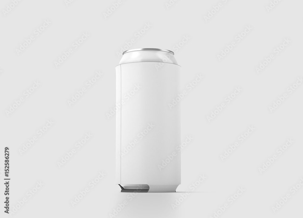Blank white collapsible beer can koozie mock up isolated, 500 ml side ...