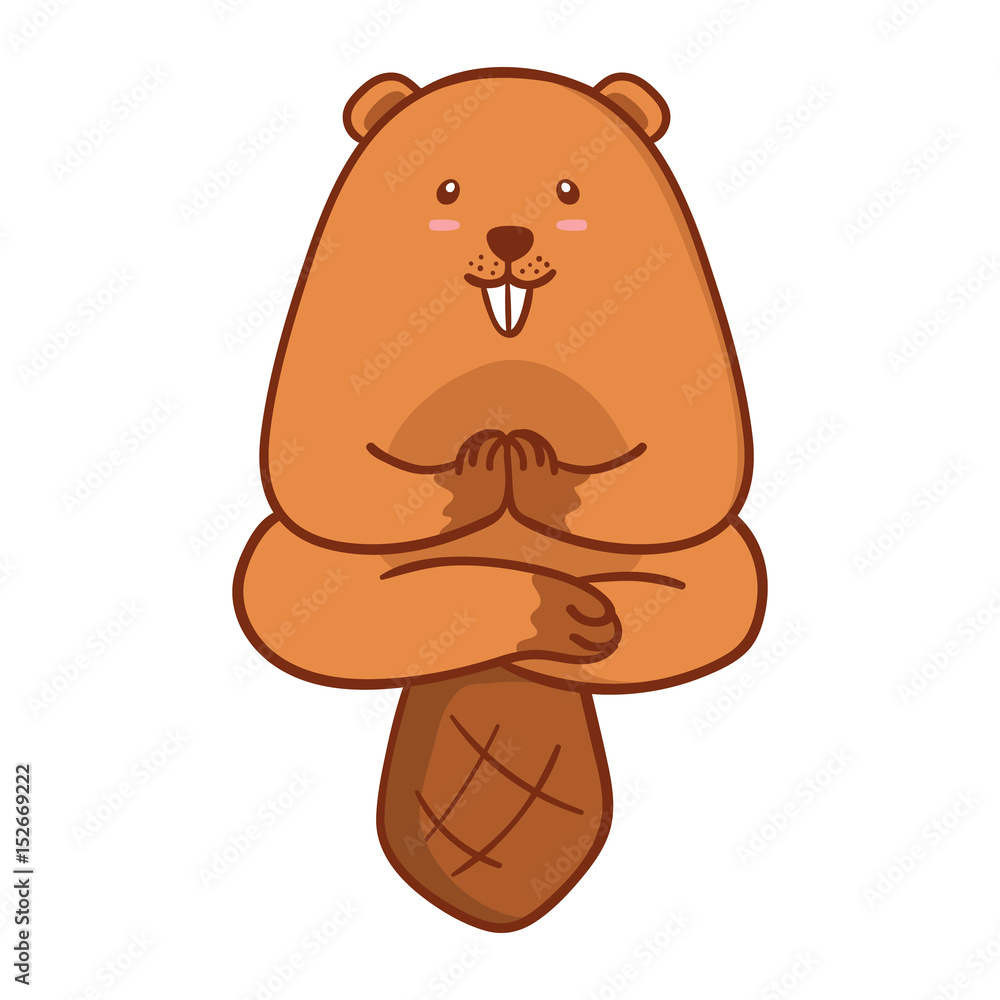 unique cute cartoon beaver meditating. animal yoga vector illustration ...