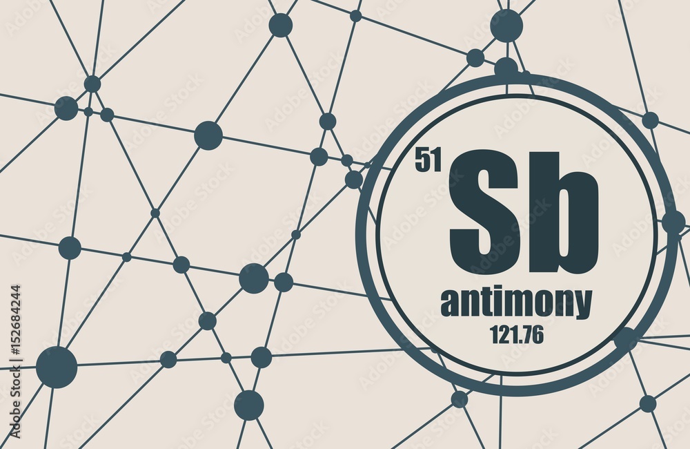 Antimony chemical element. Sign with atomic number and atomic weight ...