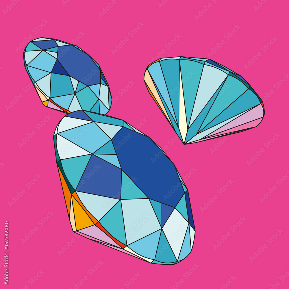 Three diamonds on color background. Pop art image. Stock Vector | Adobe ...
