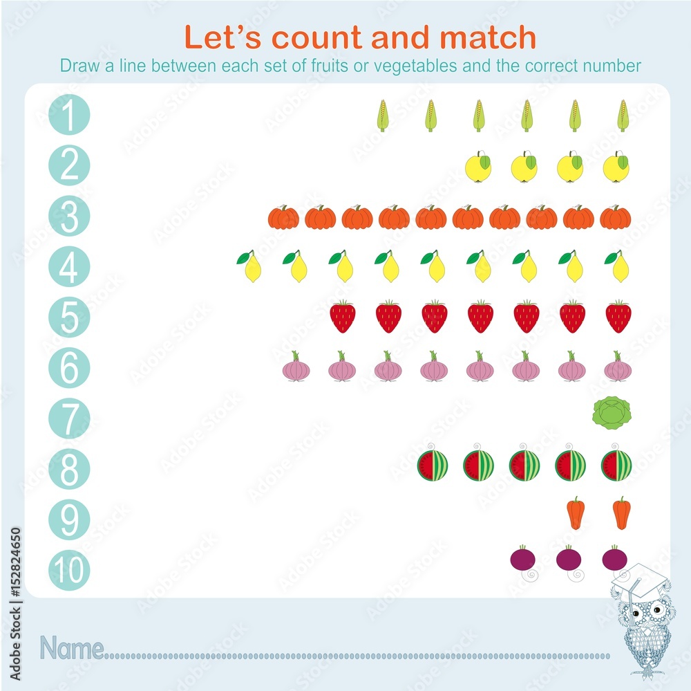 Counting and matching educational games kids, kids activity sheet ...