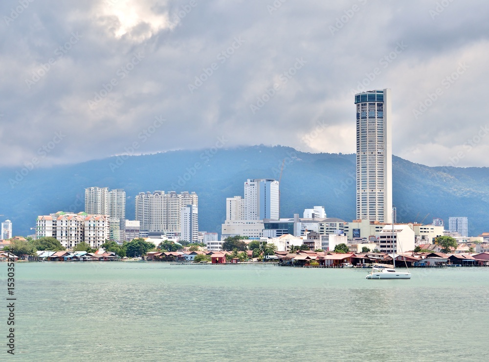 View of George Town, the capital city of the Malaysian state of Penang ...