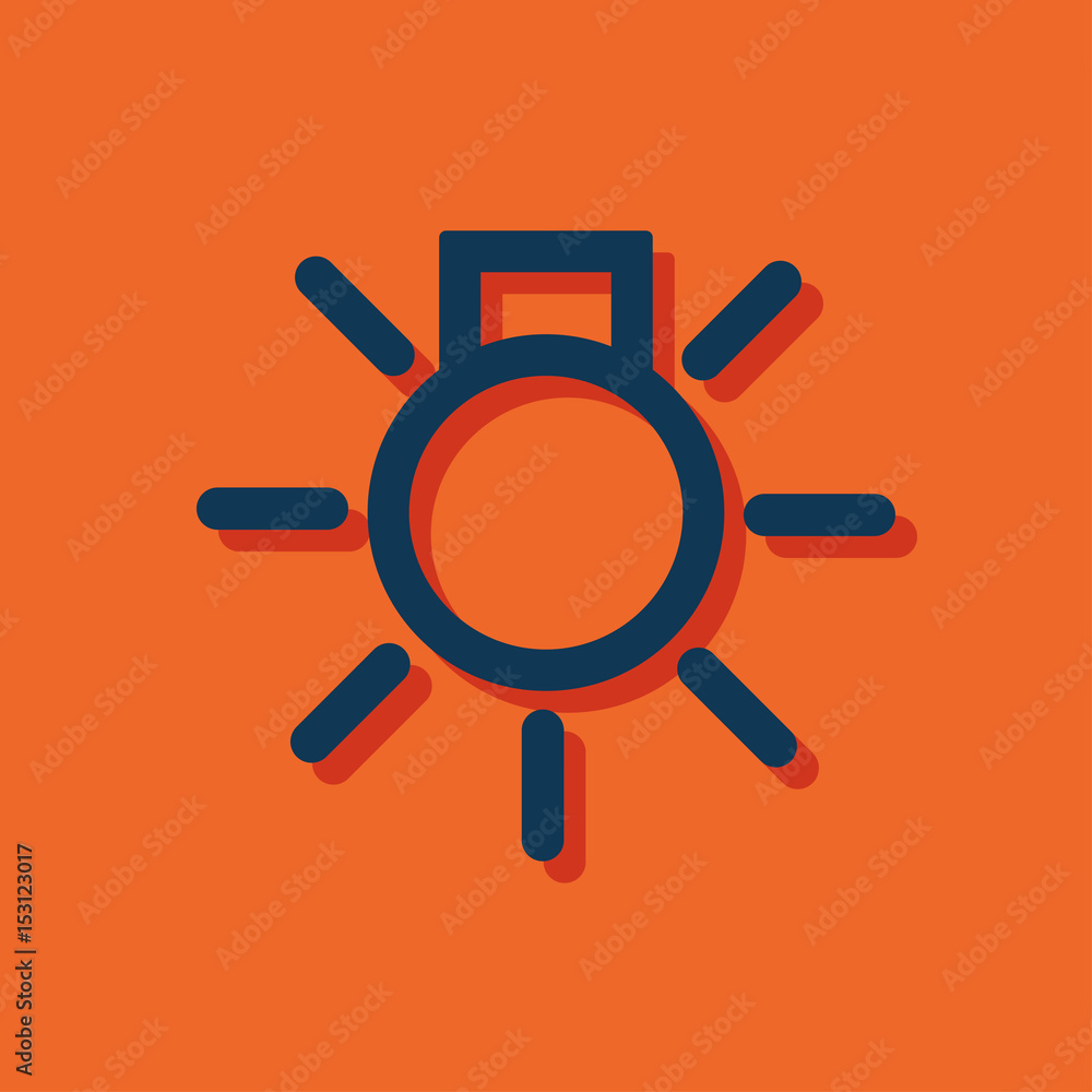 Electrical light with rays simple vector hmi dashboard flat icon Stock ...