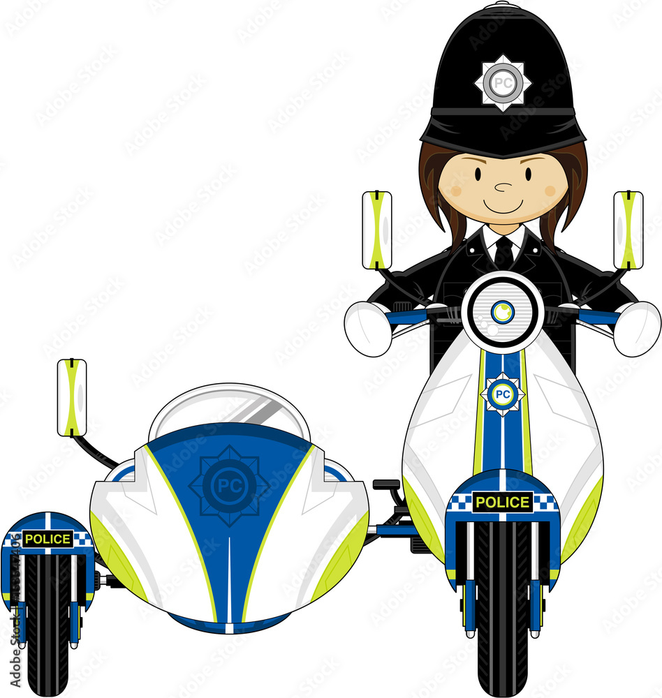 Cartoon Policeman on Scooter Stock Vector | Adobe Stock