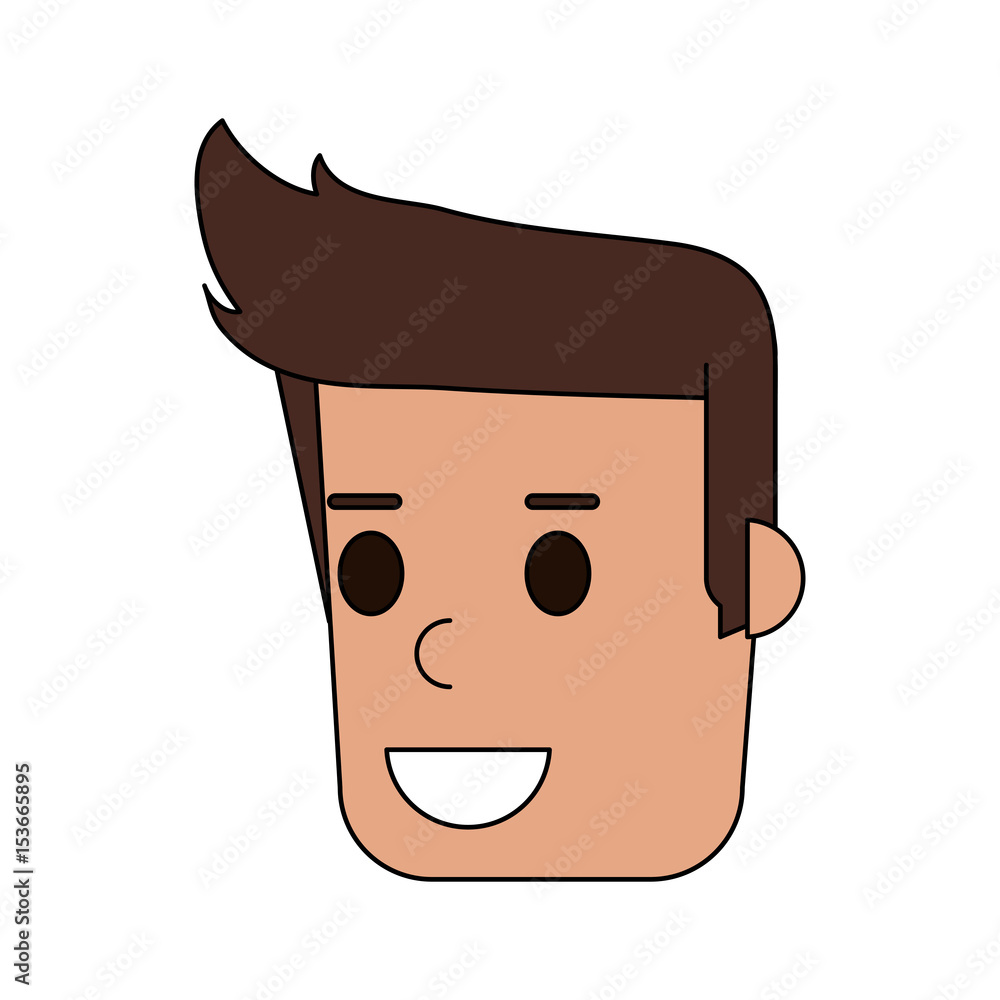 color image cartoon side view face guy with hairstyle vector ...