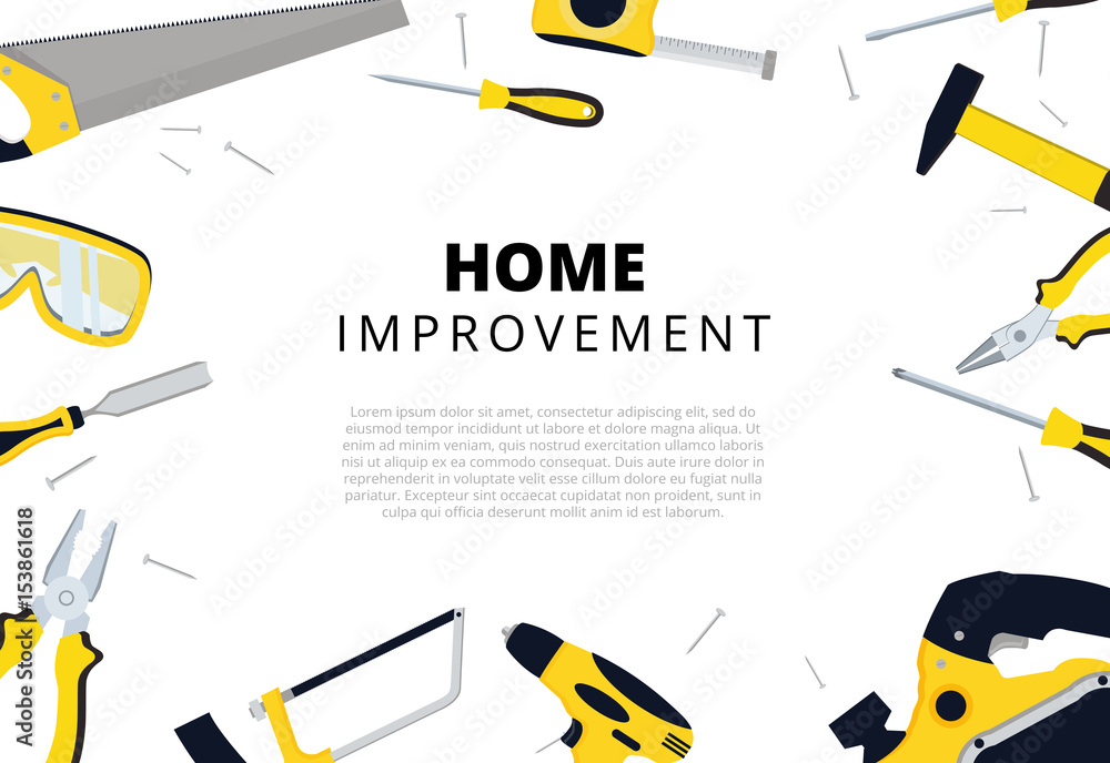 Home improvement background with repair tools. House construction ...