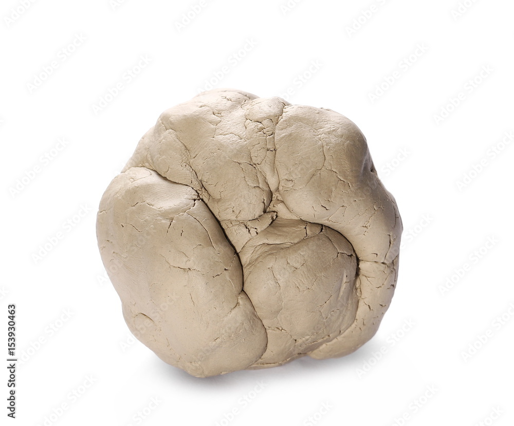 Grey modelling clay lump shape isolated on white background Stock Photo ...