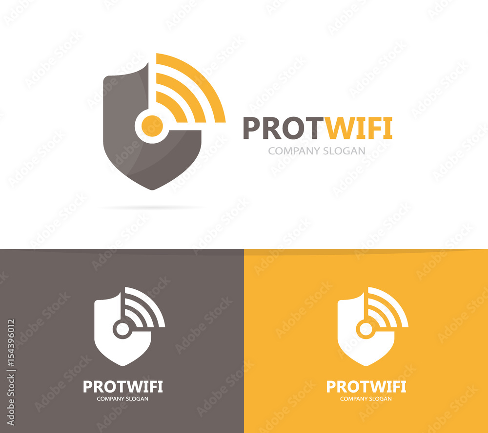 Vector of shield and wifi logo combination. Security and signal symbol ...