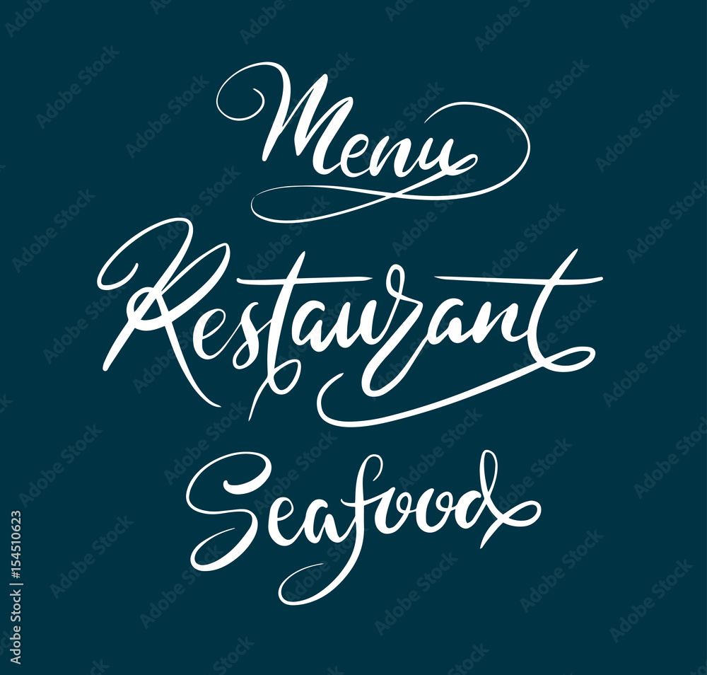 Restaurant menu hand written typography. Good use for logotype, symbol ...