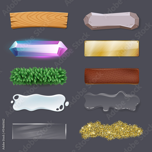 Colorful game user interface vector buttons - assorted textures. GUI ...